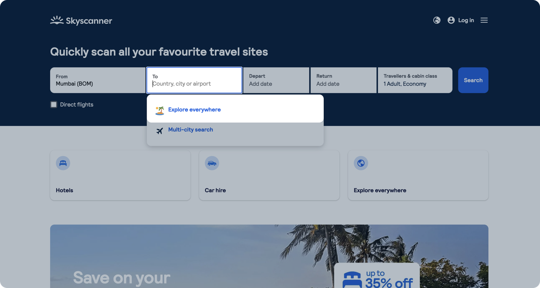 Skyscanner everywhere search: how to find flights to anywhere in the ...