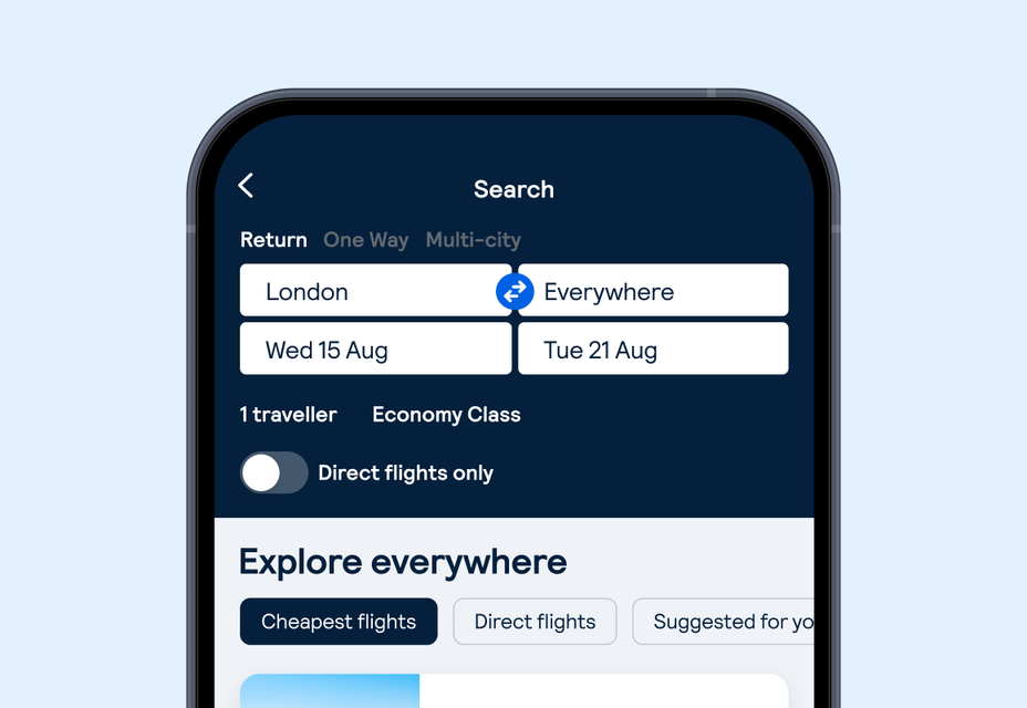 Find the cheapest flights to anywhere with Explore Everywhere